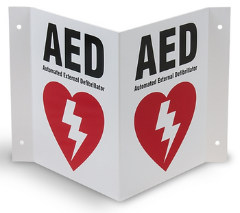 AED Wall Sign 3-Way - AED USA